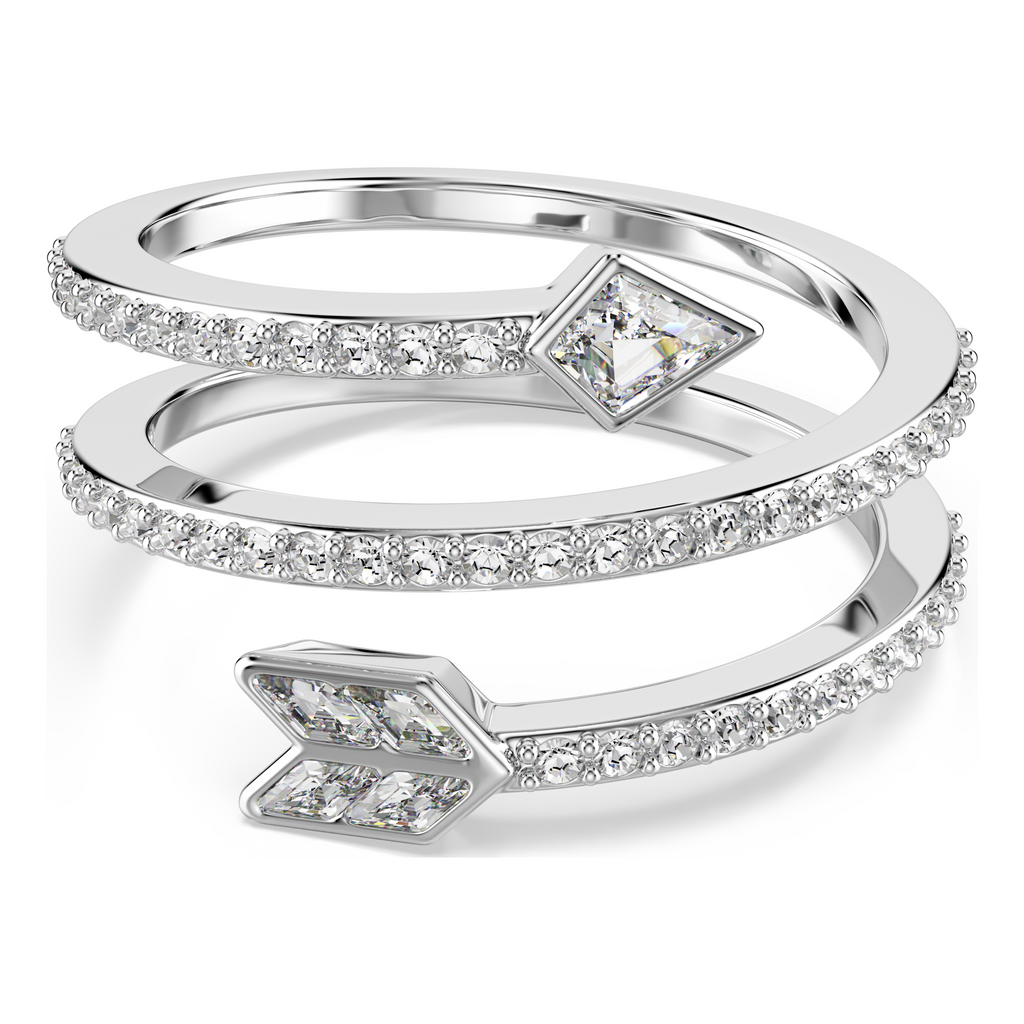 Idyllia motif ring, Mixed cuts, Arrow, White, Rhodium plated ...